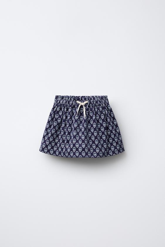 FLORAL CORDUROY SKORT - Blue | ZARA United States