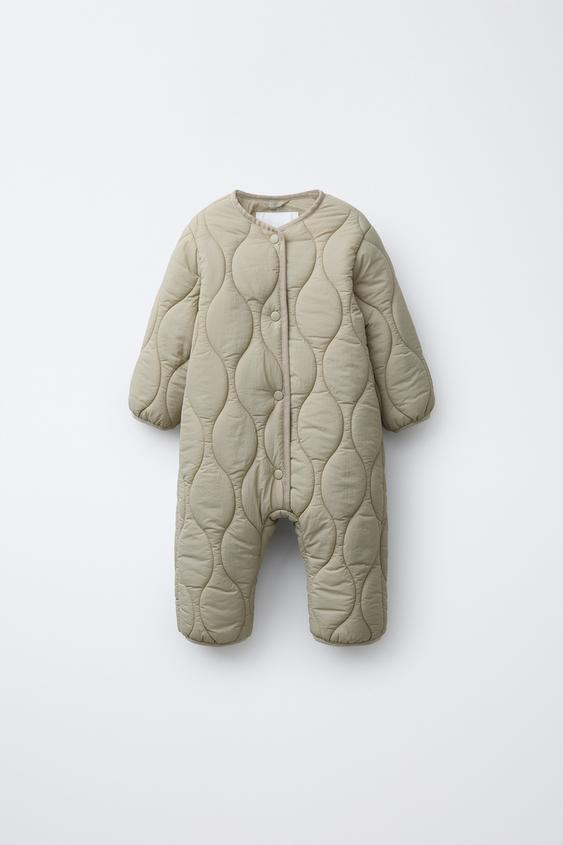 LONG QUILTED ONE-PIECE SUIT - Light green | ZARA Ireland