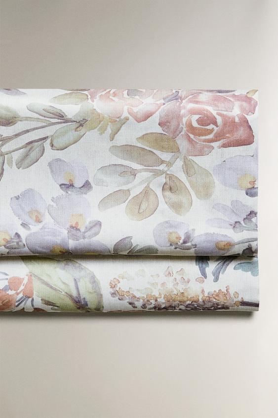 FLORAL PRINT SATEEN FLAT SHEET - Ecru | ZARA Canada