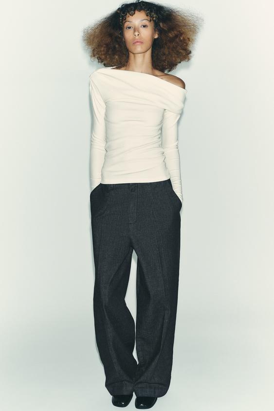 ソフトアシンメトリーTシャツ - エクリュ | ZARA Japan / 日本