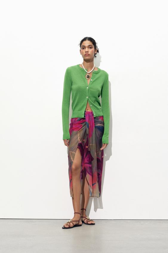 PLAIN RUSTIC KNIT CARDIGAN - Green | ZARA Spain