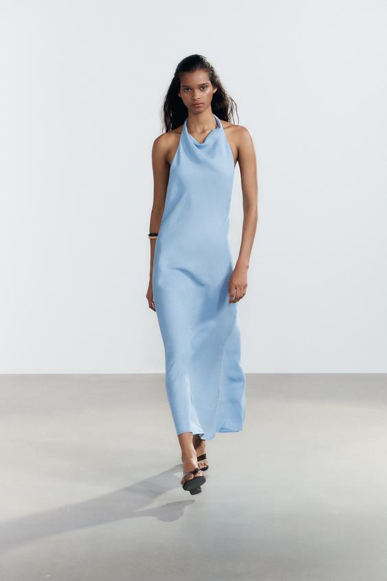 FLOWING HALTER DRESS - Light blue | ZARA Australia
