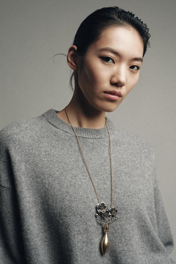 METAL FLOWER NECKLACE - Gold / Silver | ZARA South Africa