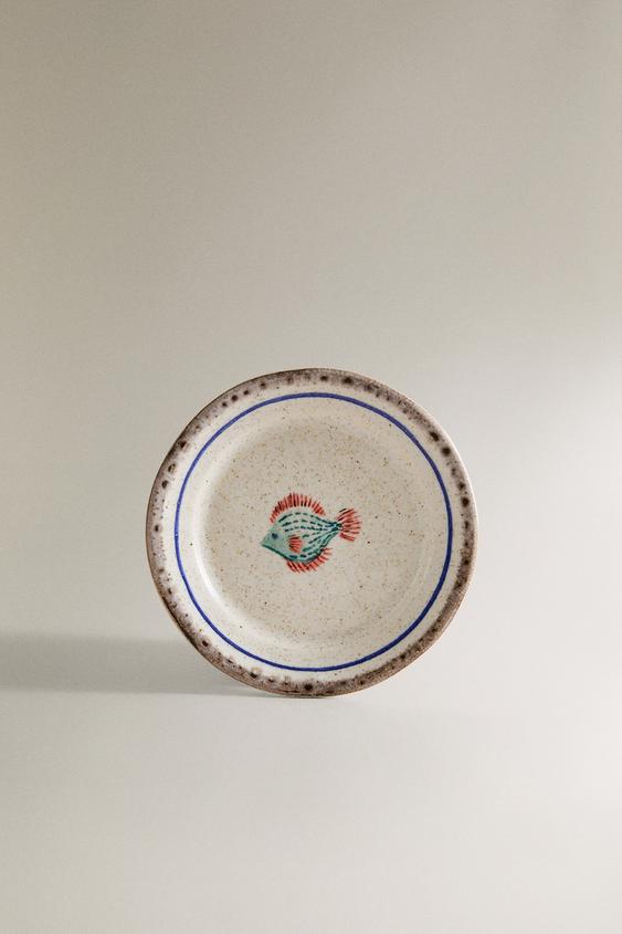 STONEWARE FISH SIDE PLATE - Blue/White | ZARA United Kingdom