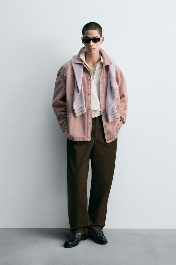 WASHED TEXTURED OVERSHIRT - Faded pink | ZARA United States