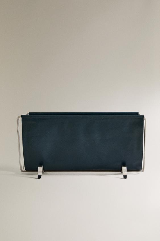 LEATHER MAGAZINE RACK WITH METAL STRUCTURE - Navy blue | ZARA Canada