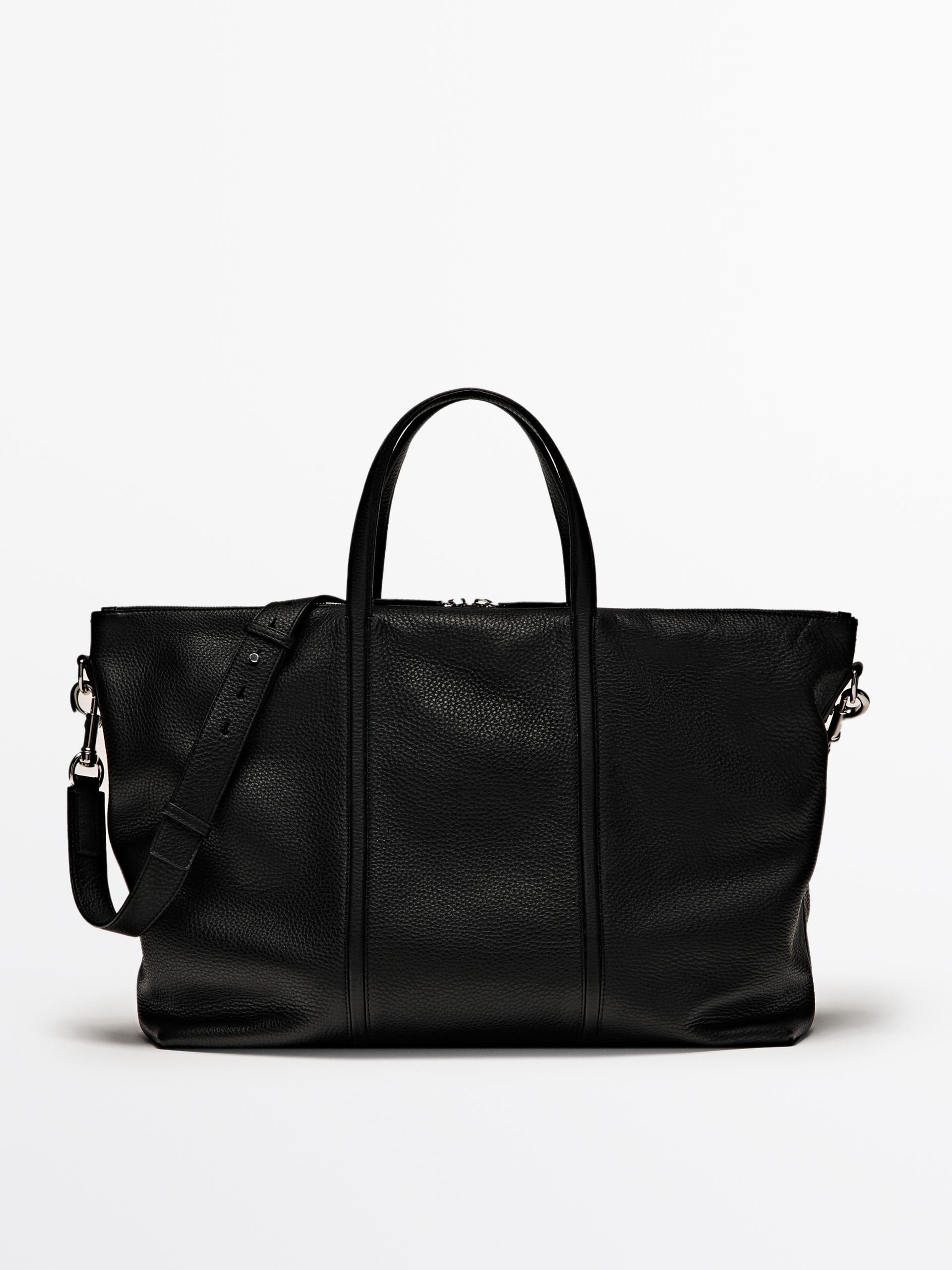 Maxi bag with a grainy nappa finish - Black | ZARA Canada
