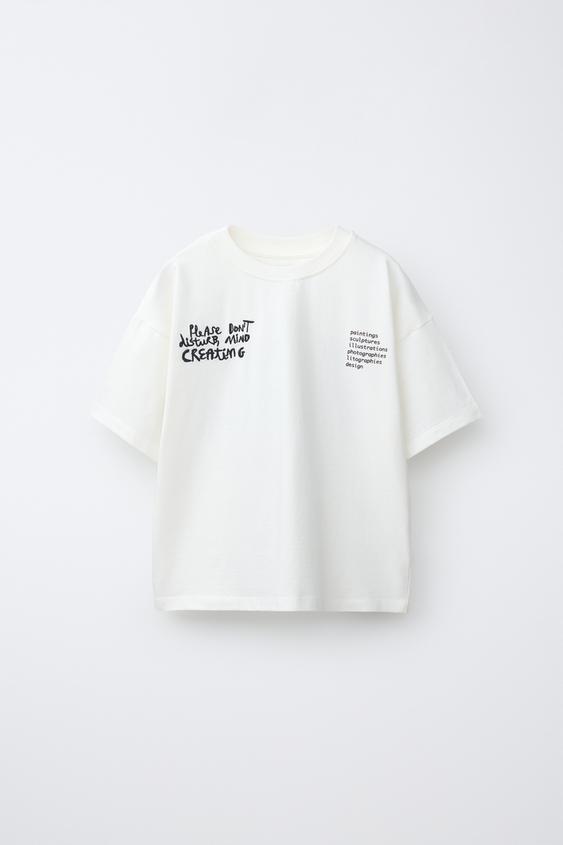 PRINTED SLOGAN T-SHIRT - Oyster-white | ZARA Turkey