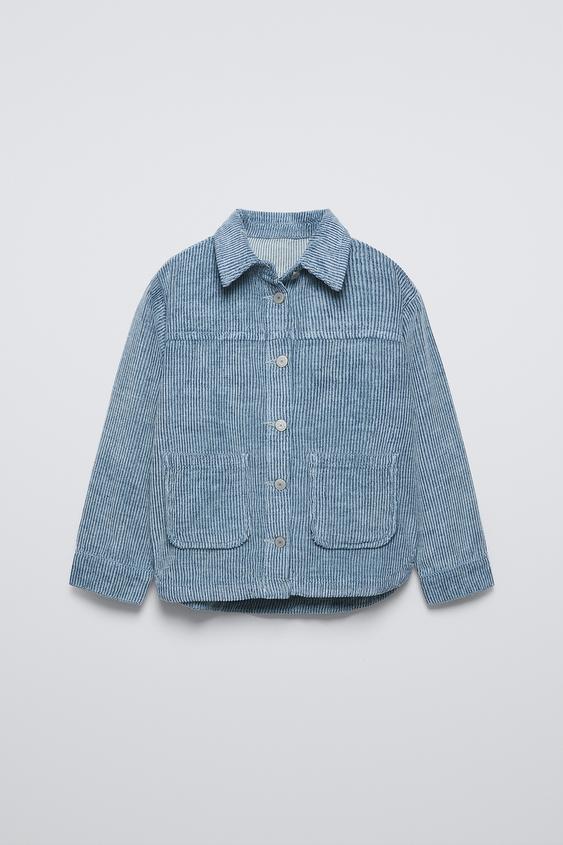 WASHED EFFECT CORDUROY OVERSHIRT - Blue | ZARA Thailand