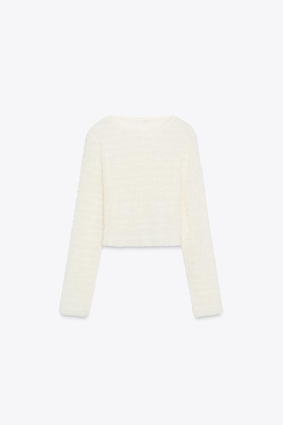 TEXTURED T-SHIRT - Ecru | ZARA South Africa
