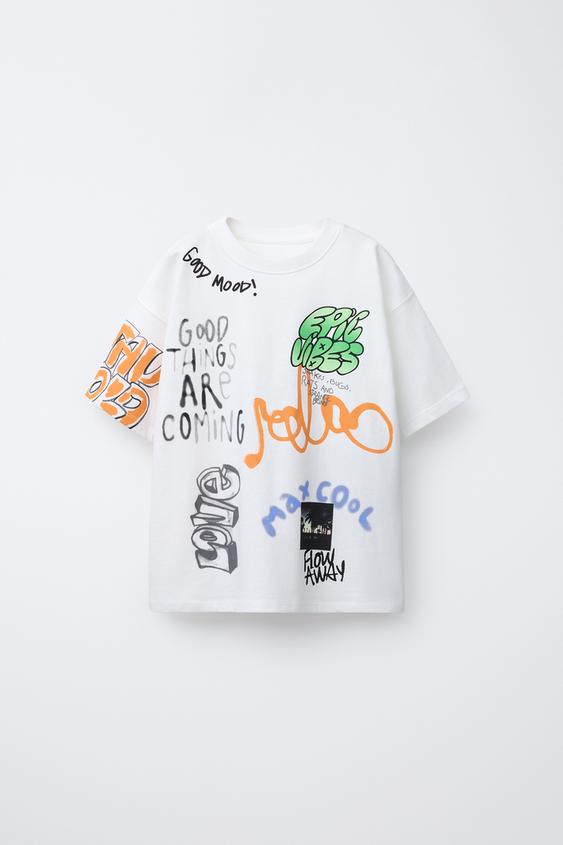 GRAFFITI PRINT T-SHIRT - White | ZARA South Africa