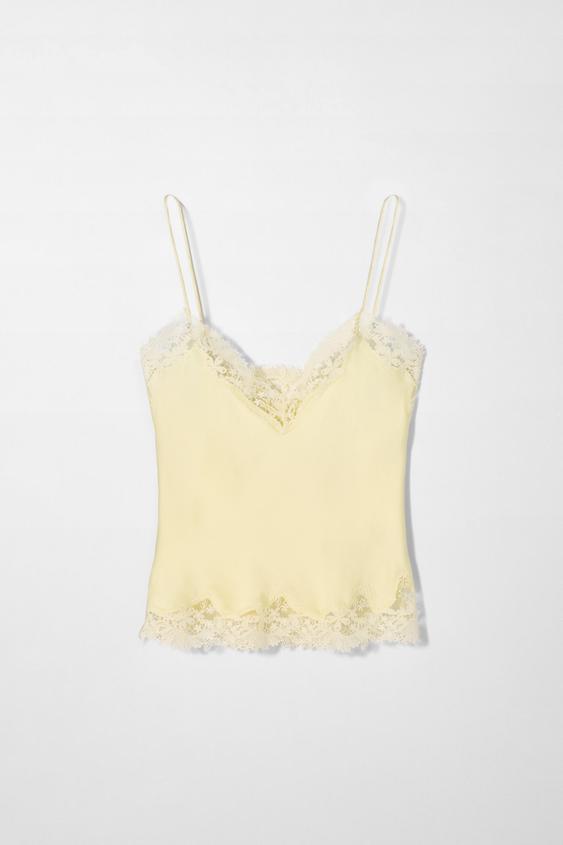 SILK CAMISOLE TOP KATE MOSS X ZARA - Yellow | ZARA United States
