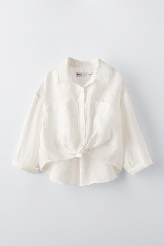 FLOWING SHIRT WITH KNOT - White | ZARA Singapore