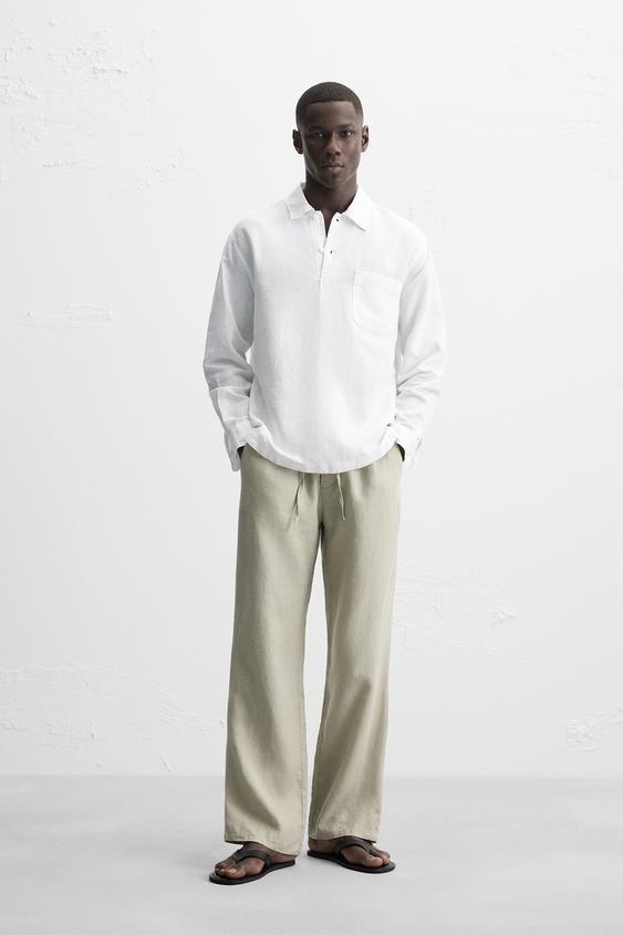 CHEMISE POLO LIN ET COTON - Blanc | ZARA Suisse / Switzerland
