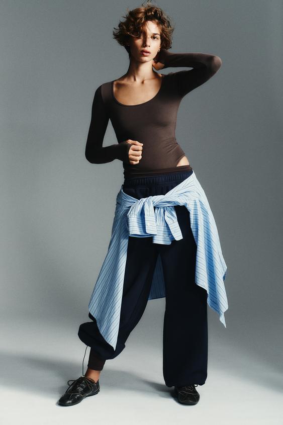 LONG SLEEVE BODYSUIT - Brown | ZARA Canada