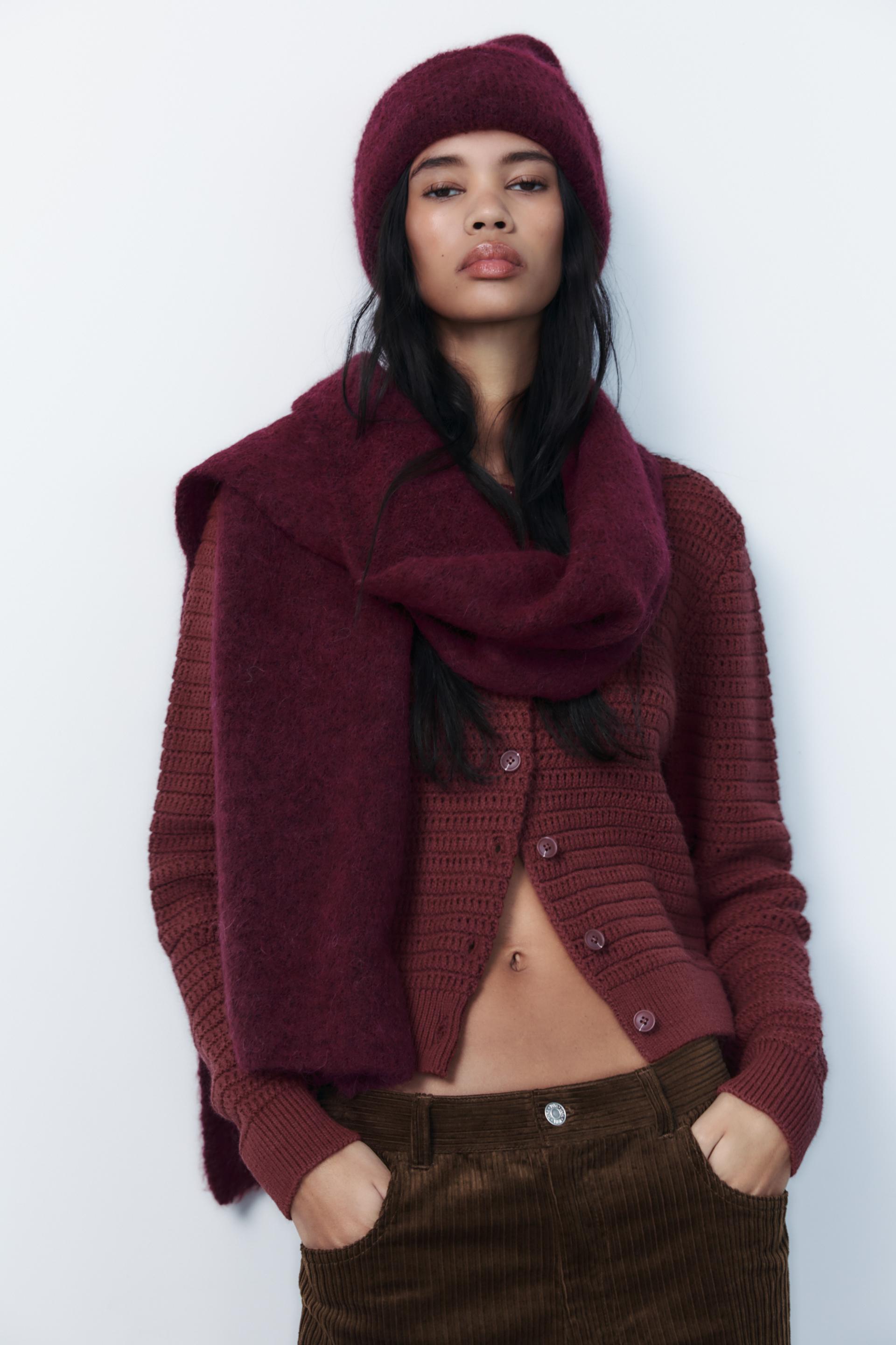 PLAIN KNIT SCARF - Burgundy | ZARA Ireland