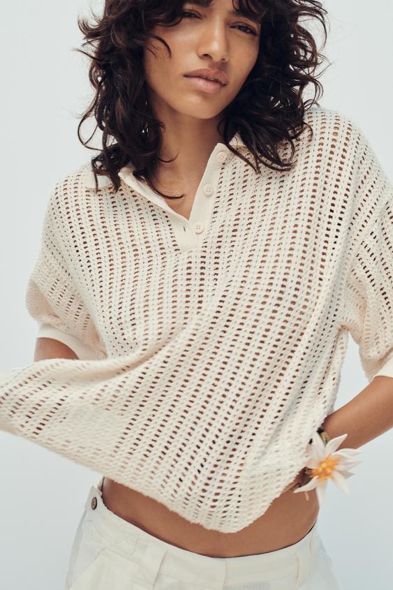 RED BUTTON-UP POLO SHIRT - Ecru | ZARA Saudi Arabia