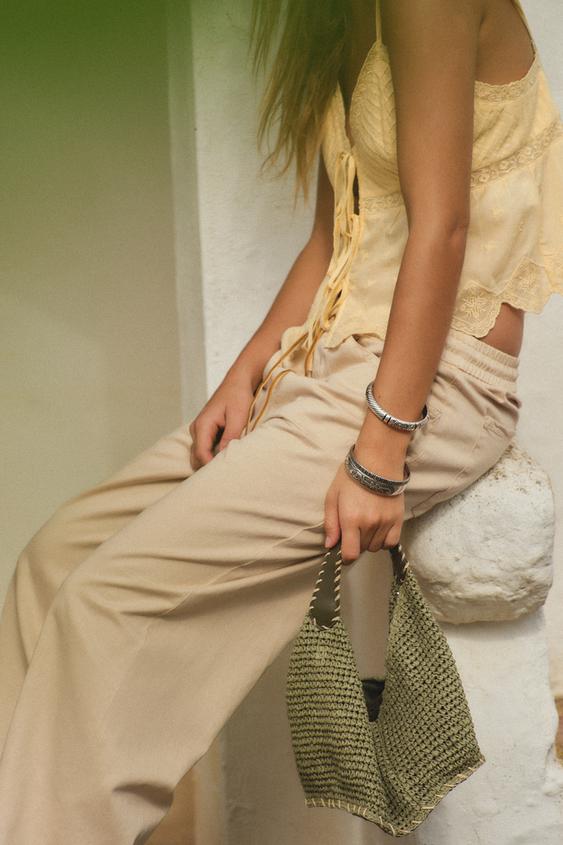 BRAIDED TOP MINI BAG - Green | ZARA Ireland