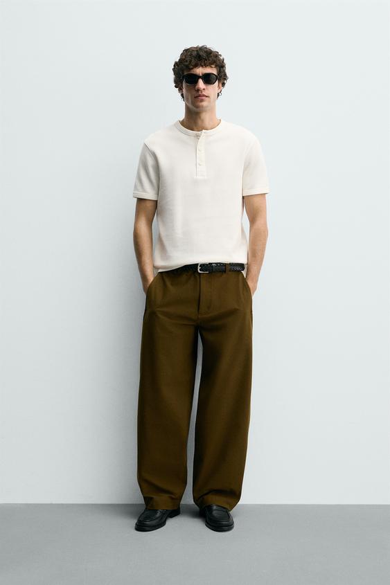 TEXTURED HENLEY T-SHIRT - White | ZARA New Zealand