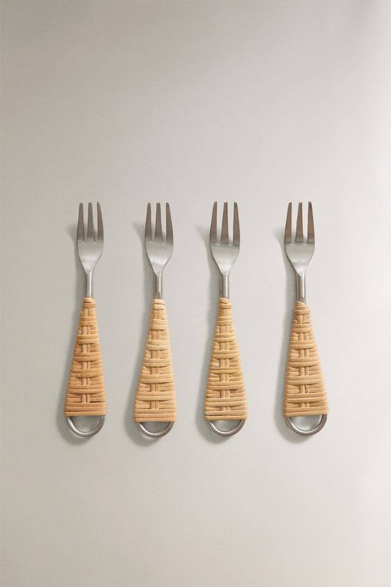 RATTAN BRUNCH FORK (PACK OF 4) - Light beige | ZARA Canada