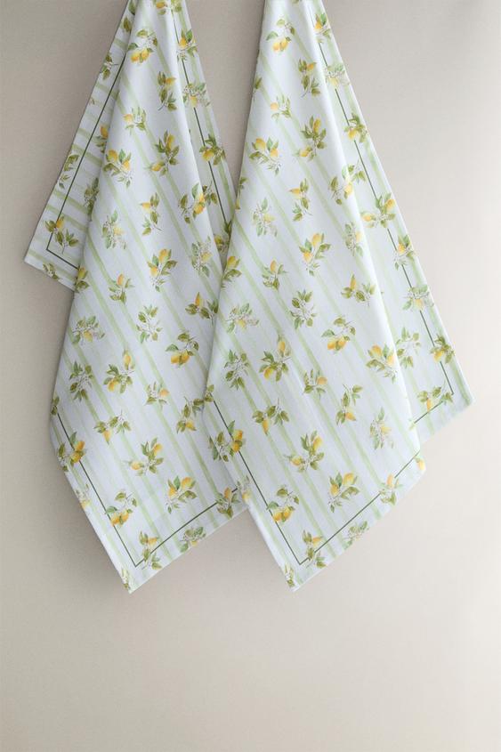 PACK PANOS COZINHA ALGODÃO LIMÕES (PACK DE 2) - Verde | ZARA Portugal