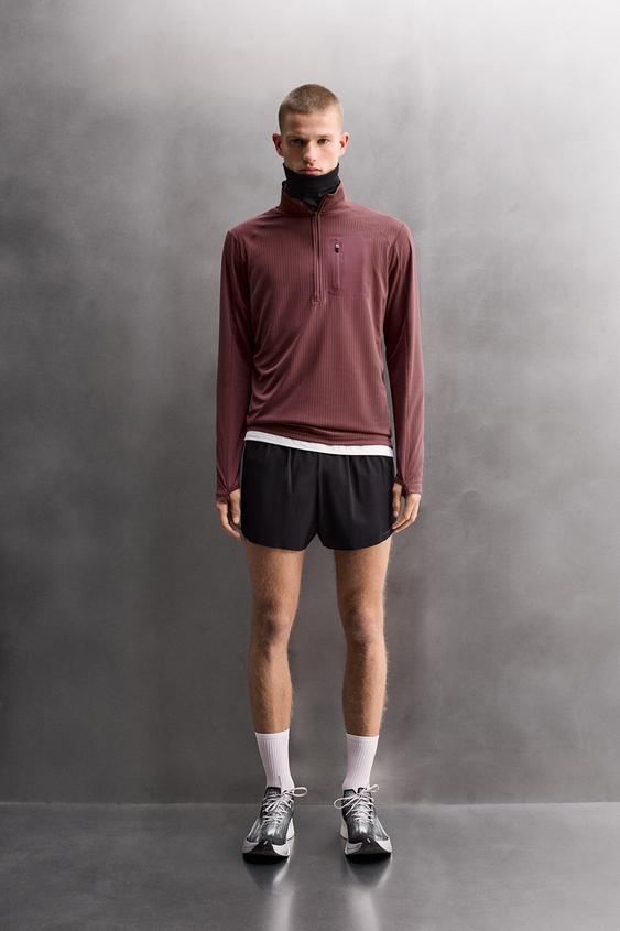 QUARTER-ZIP SWEATSHIRT WITH COMBINED POCKET - Dark pink | ZARA Thailand