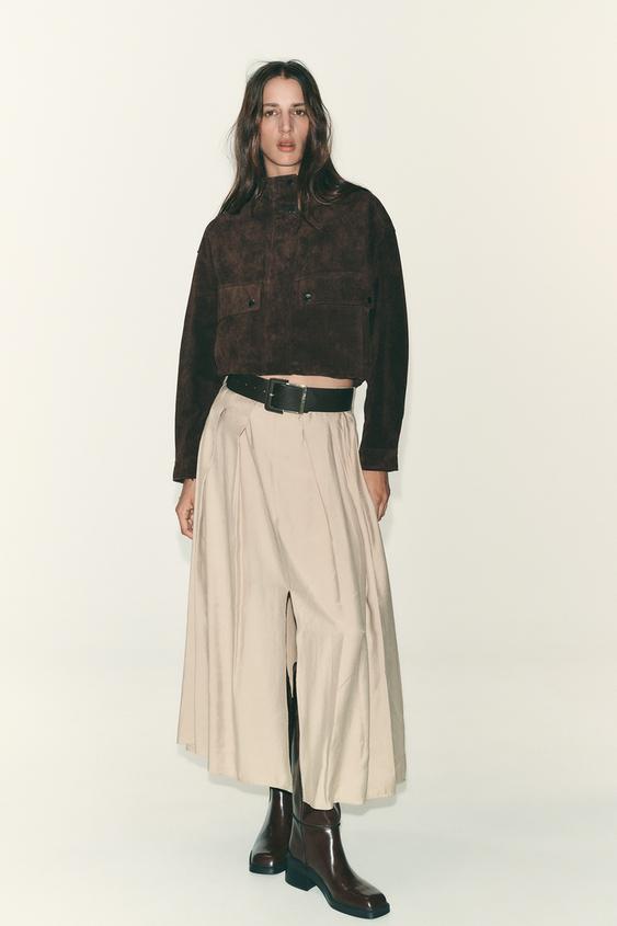 BELTED MIDI SKIRT - Mid-camel | ZARA Saudi Arabia