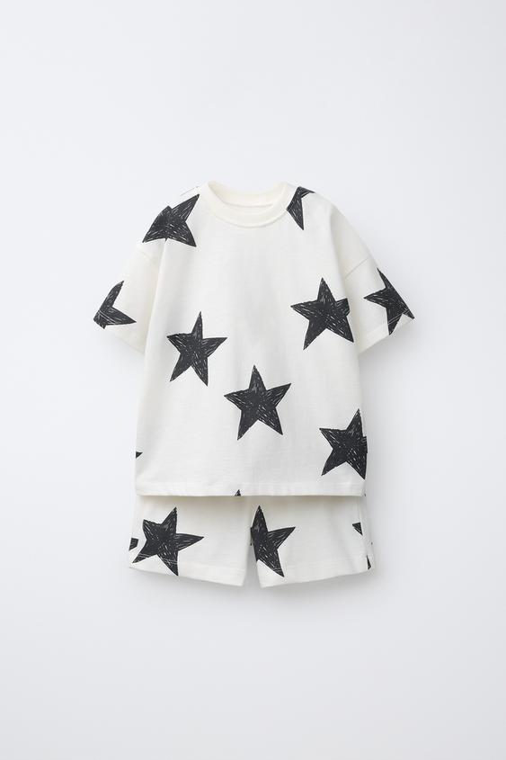 STAR PRINT T-SHIRT AND BERMUDA SHORTS SET - Ecru | ZARA United Kingdom