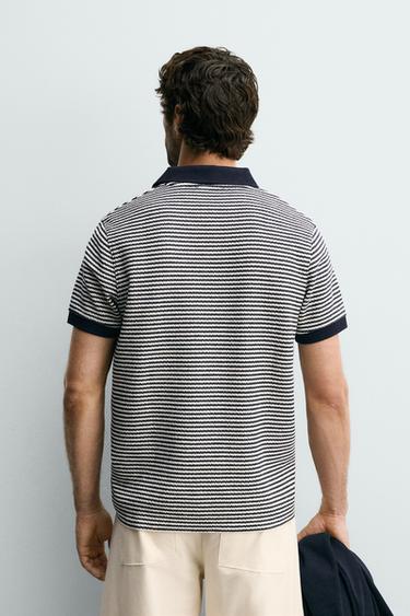 POLO REGULAR FIT STRUCTURÉ À RAYURES - rayures | ZARA France