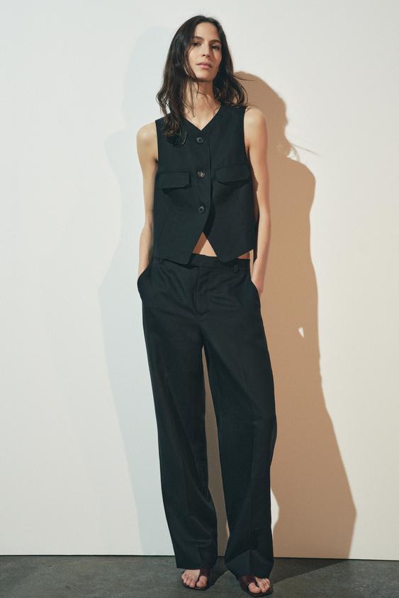 ZW COLLECTION STRAIGHT-FIT TROUSERS - Black | ZARA New Zealand