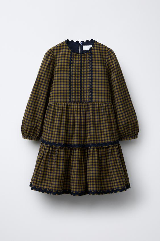 WAVY CHECK DRESS - Greenish | ZARA Ireland