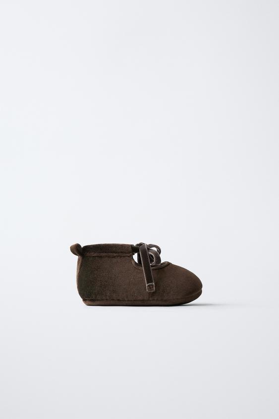 VELVET BOW BALLERINAS - Brown | ZARA Turkey