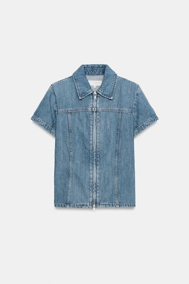 CHEMISE EN DENIM TRF À FERMETURE ÉCLAIR - Bleu marine | ZARA France