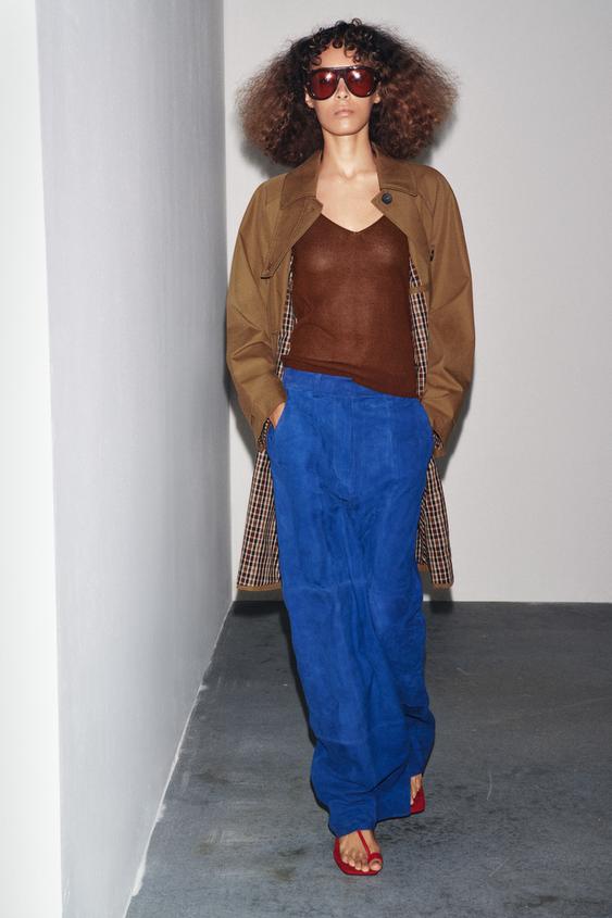 MANTEL TRENCH MIDI ZW COLLECTION - Dark camel | ZARA Indonesia