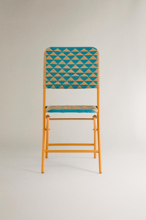 FOLDING CHAIR WITH WOVEN TRIANGLES - Blue | ZARA Ireland
