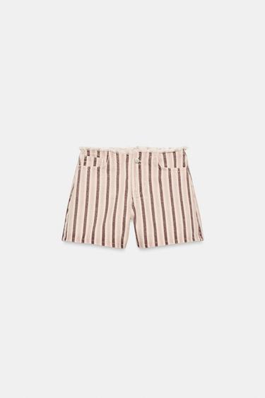 SHORT Z1975 EN DENIM EFFILOCHÉ À RAYURES - Multicolore | ZARA France
