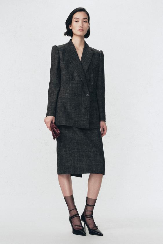 WOOL BLEND PENCIL SKIRT SOSHIOTSUKI X ZARA - Grey marl | ZARA United ...