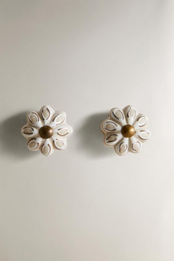 SET OF CERAMIC FLOWER KNOBS (SET OF 2) - Golden | ZARA United States