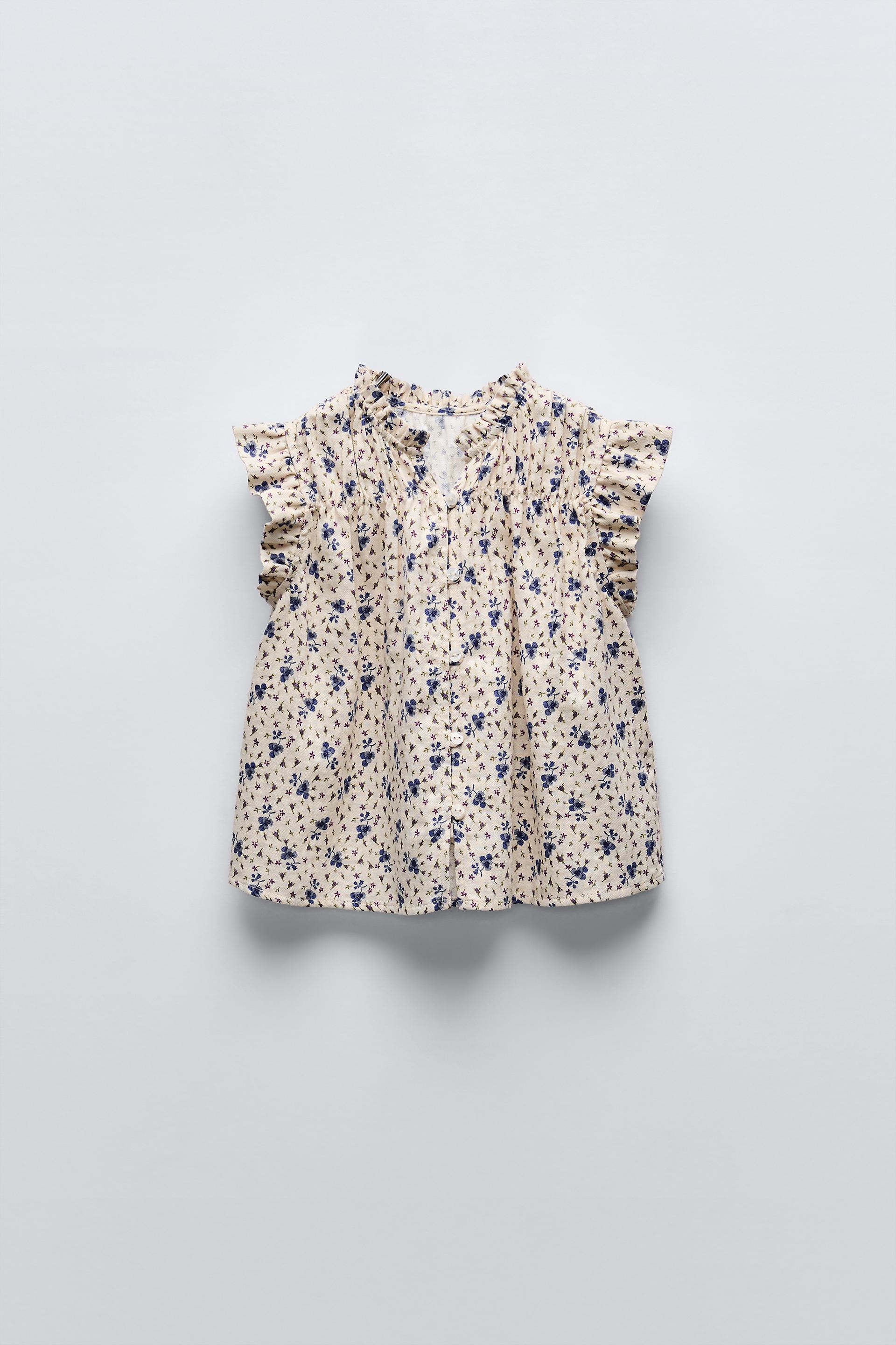 FLORAL PRINT SHIRT WITH RUFFLE TRIMS - Ecru | ZARA Ireland