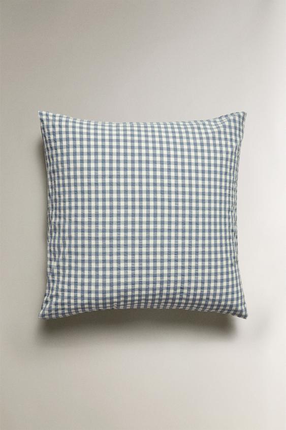 TAIE D’OREILLER COTON VICHY - Bleu | ZARA Canada