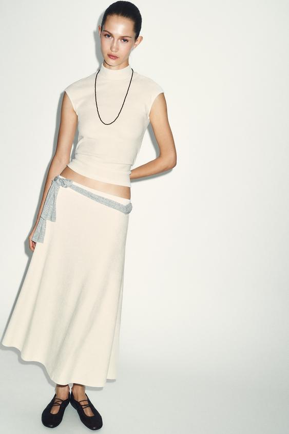 SOFT HIGH NECK TOP - Oyster-white | ZARA Turkey