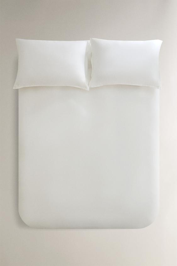 CAPA EDREDÃO CETIM JACQUARD (300 FIOS) - Branco-marfim | ZARA Portugal