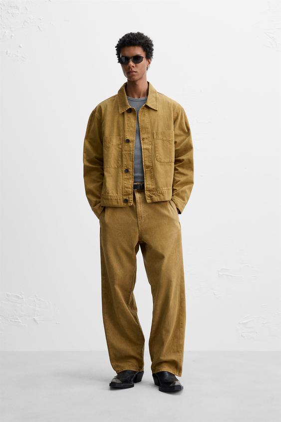 FARMERKE RELAXED FIT - LIMITED EDITION - oker | ZARA Srbija / Serbia