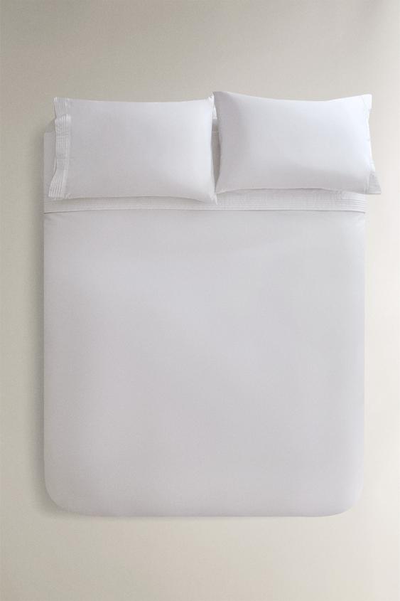 COTTON SATEEN DUVET COVER WITH PLEATED BORDER (400 THREAD COUNT ...