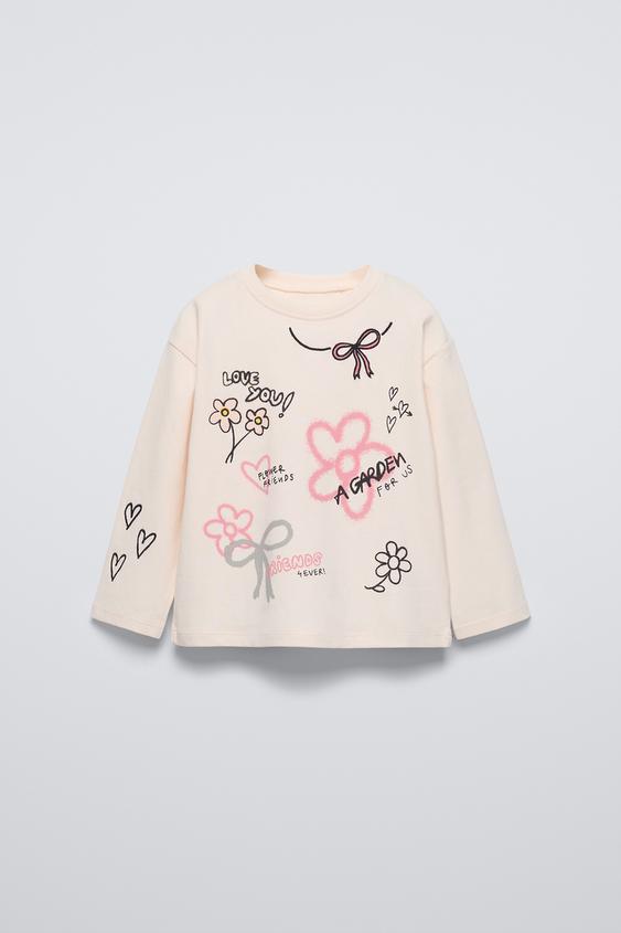 GRAFFITI PRINT T-SHIRT - Light pink | ZARA Ireland