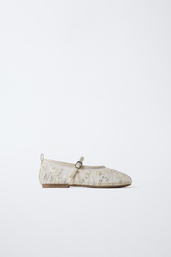 BALERINI BRODAȚI - Alb-ecru | ZARA România