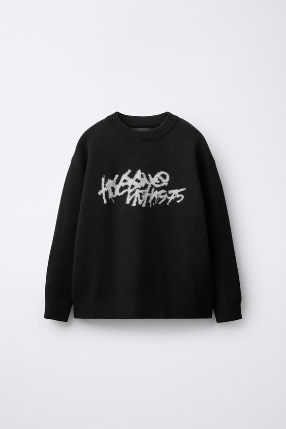 GRAFFITI KNIT SWEATER - Black | ZARA Turkey