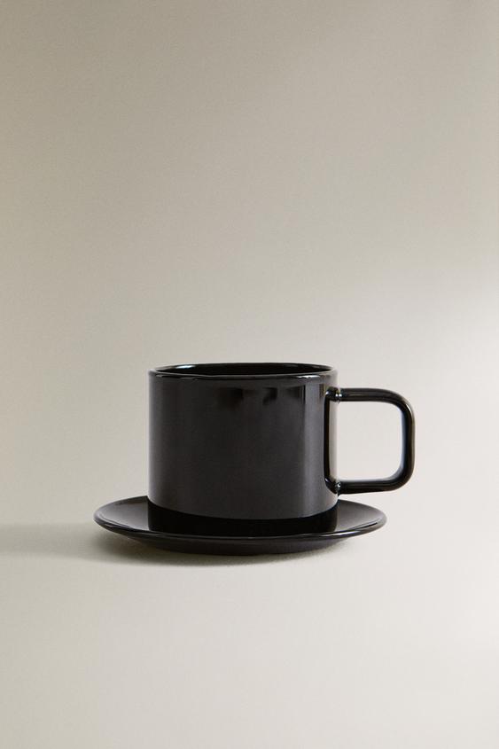 BOROSILICATE GLASS MUG AND SAUCER - Fekete | ZARA Magyarország / Hungary