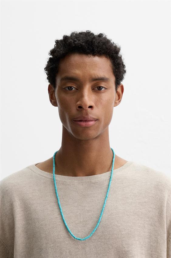 BEADED STONE NECKLACE - Turquoise | ZARA India