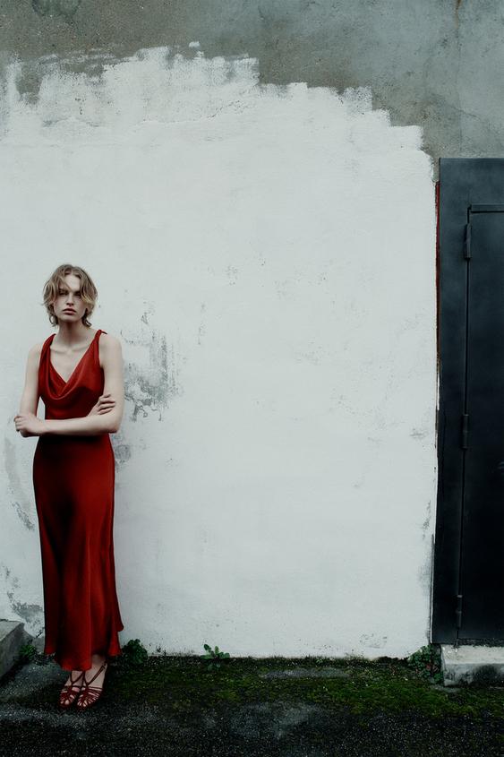 LANGE SATIJNEN JURK ZW COLLECTION - Rood | ZARA Nederland / The Netherlands